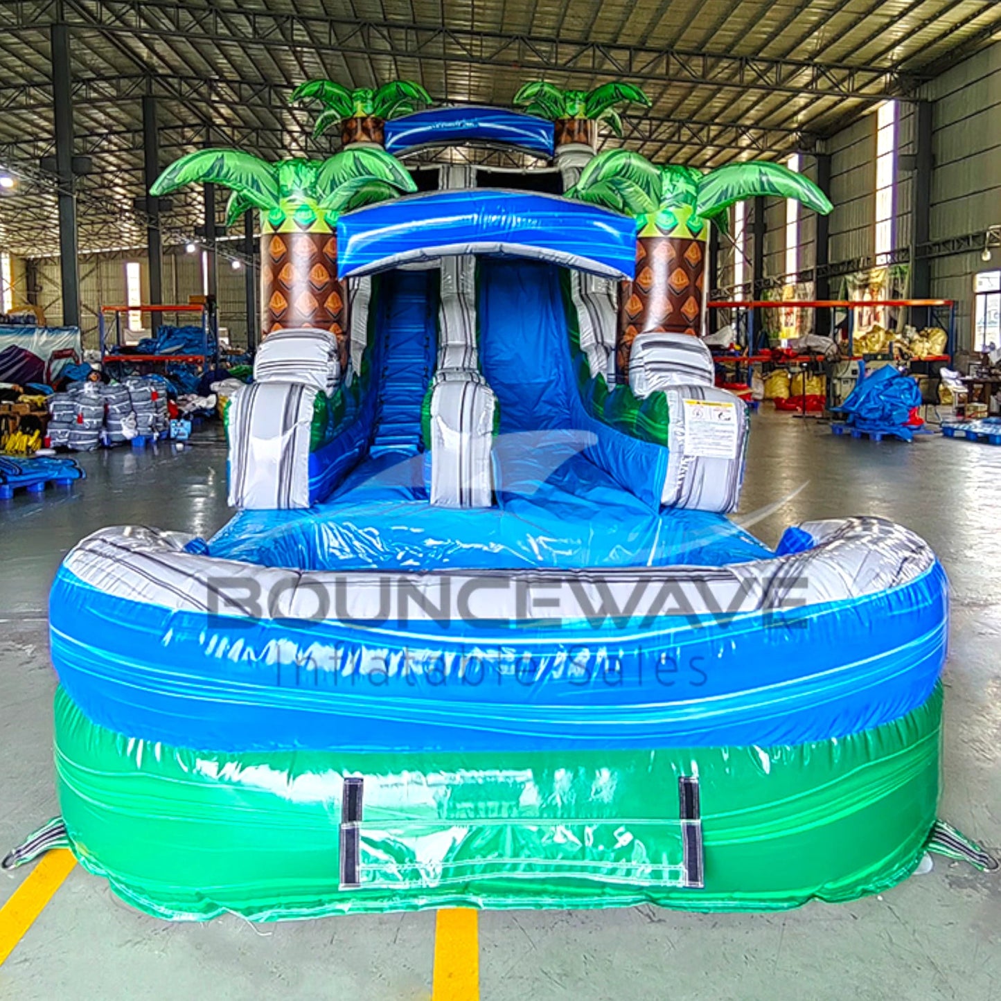 15ft Green Gush Commercial Single Lane Inflatable Water Slide ...