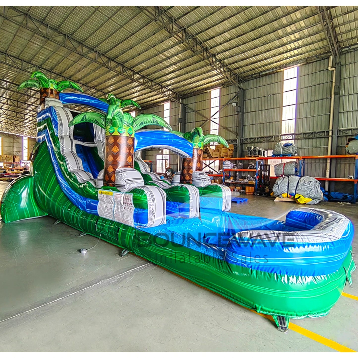 15ft Green Gush Commercial Single Lane Inflatable Water Slide ...