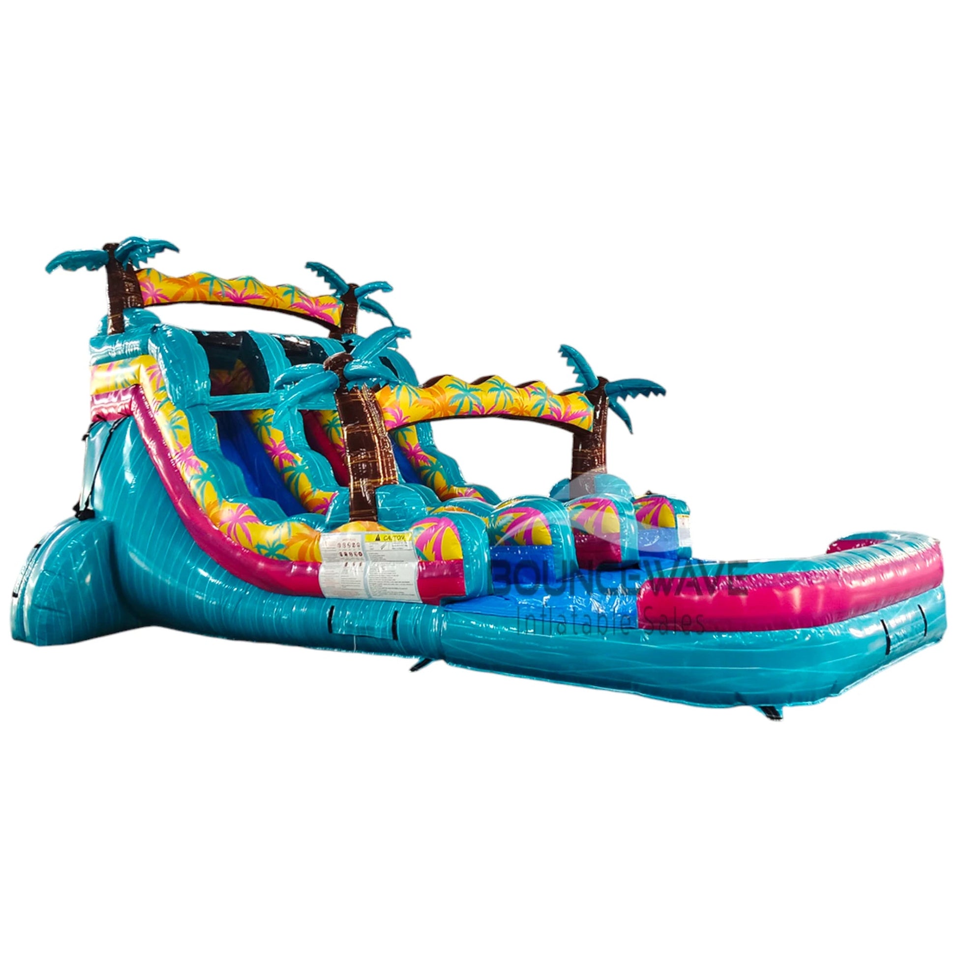 15ft Island Flow Palms Dual Lane Center Climb Inflatable Water Slide ...