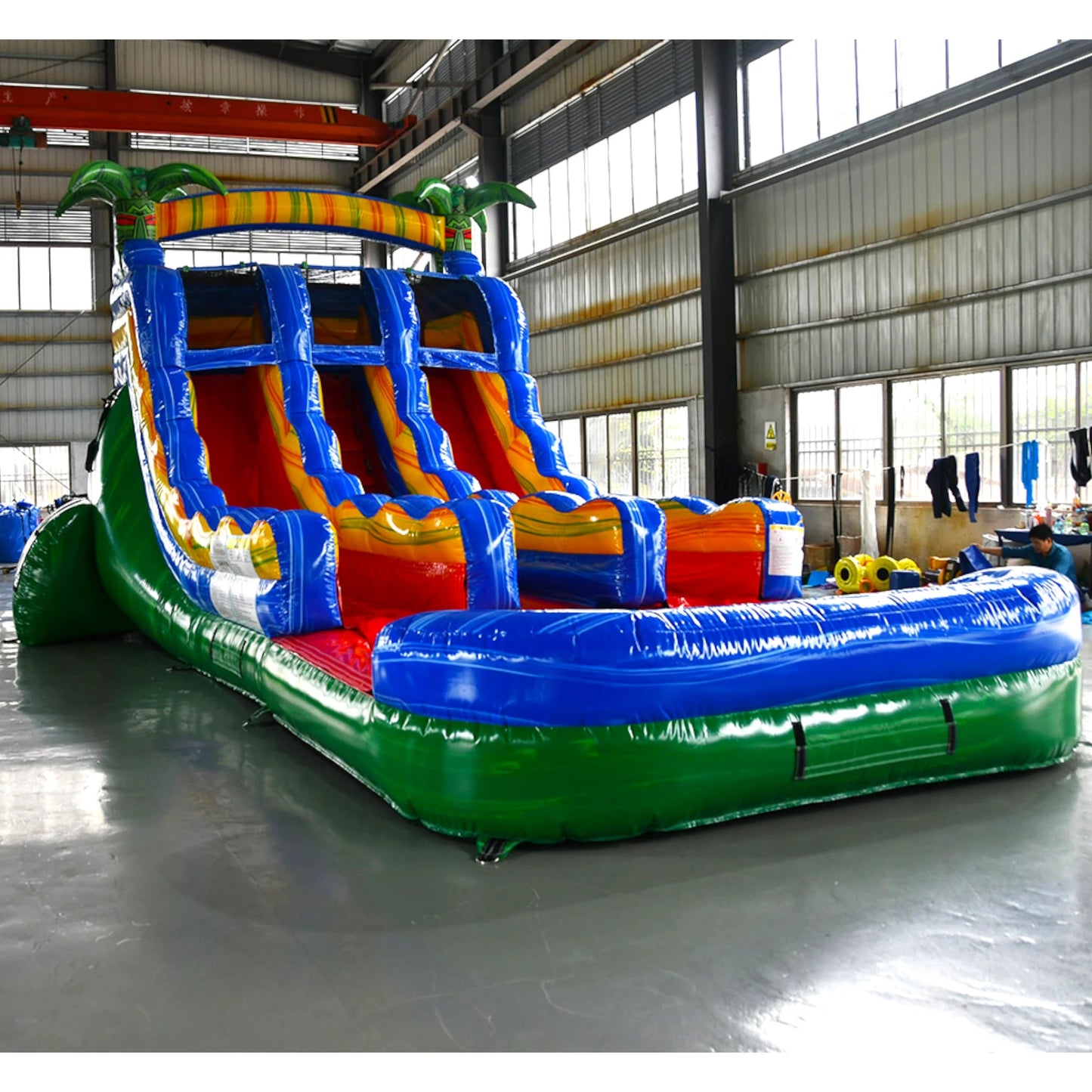 15ft Reggae Rush Dual Lane Center Climb Inflatable Water Slide ...