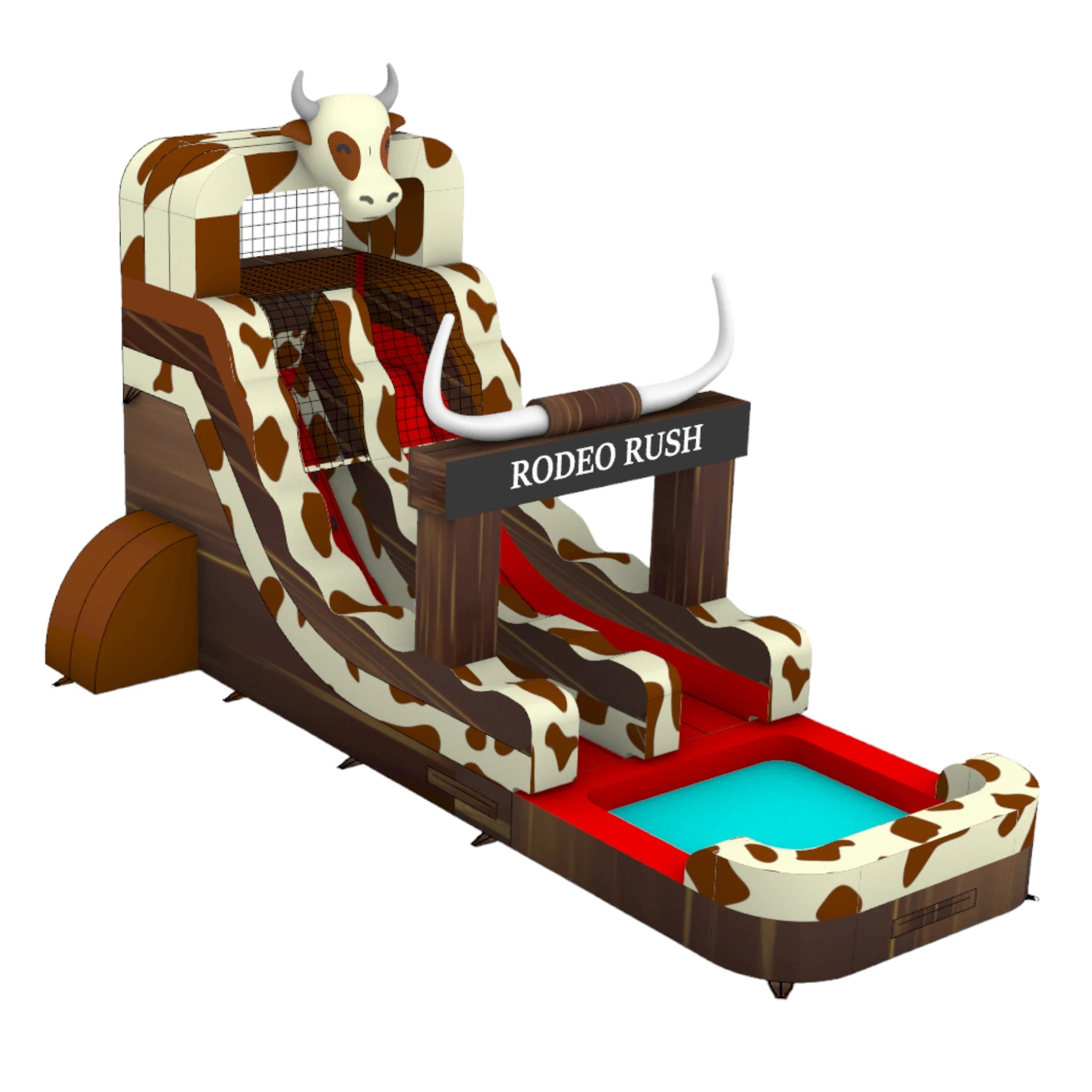 15ft Rodeo Rush Commercial Single Lane Inflatable Water Slide