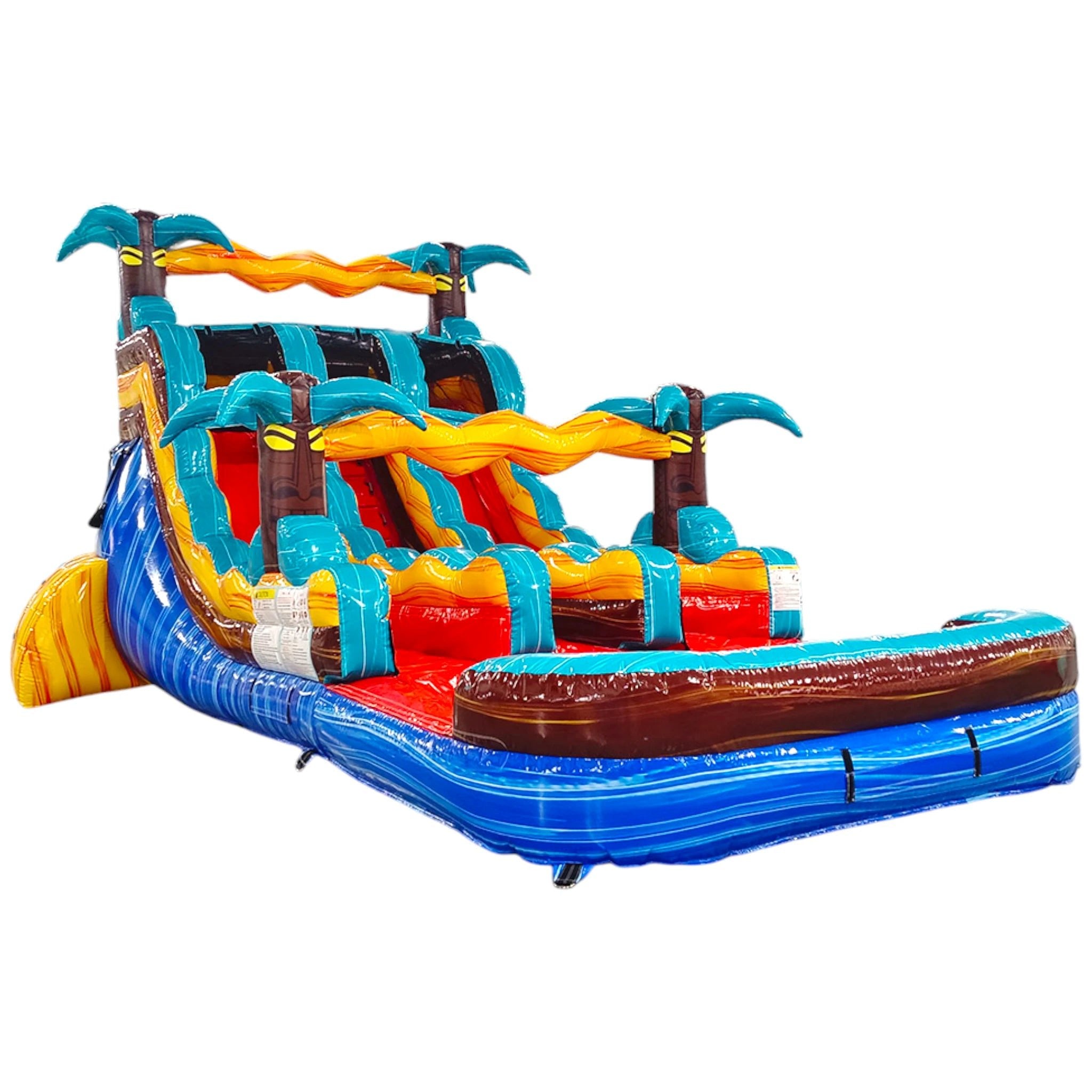 15ft Tropic Shock Dual Lane Center Climb Inflatable Water Slide