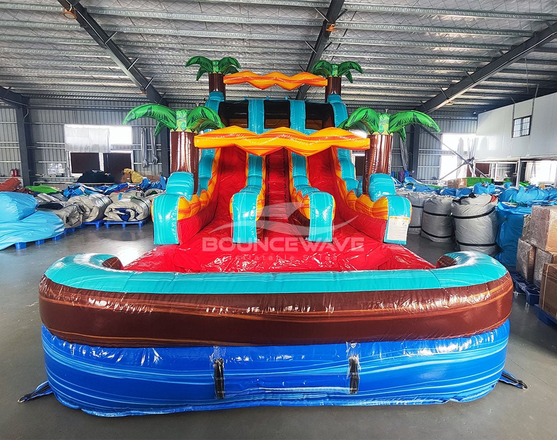 15ft Tropic Shock Dual Lane Center Climb Inflatable Water Slide