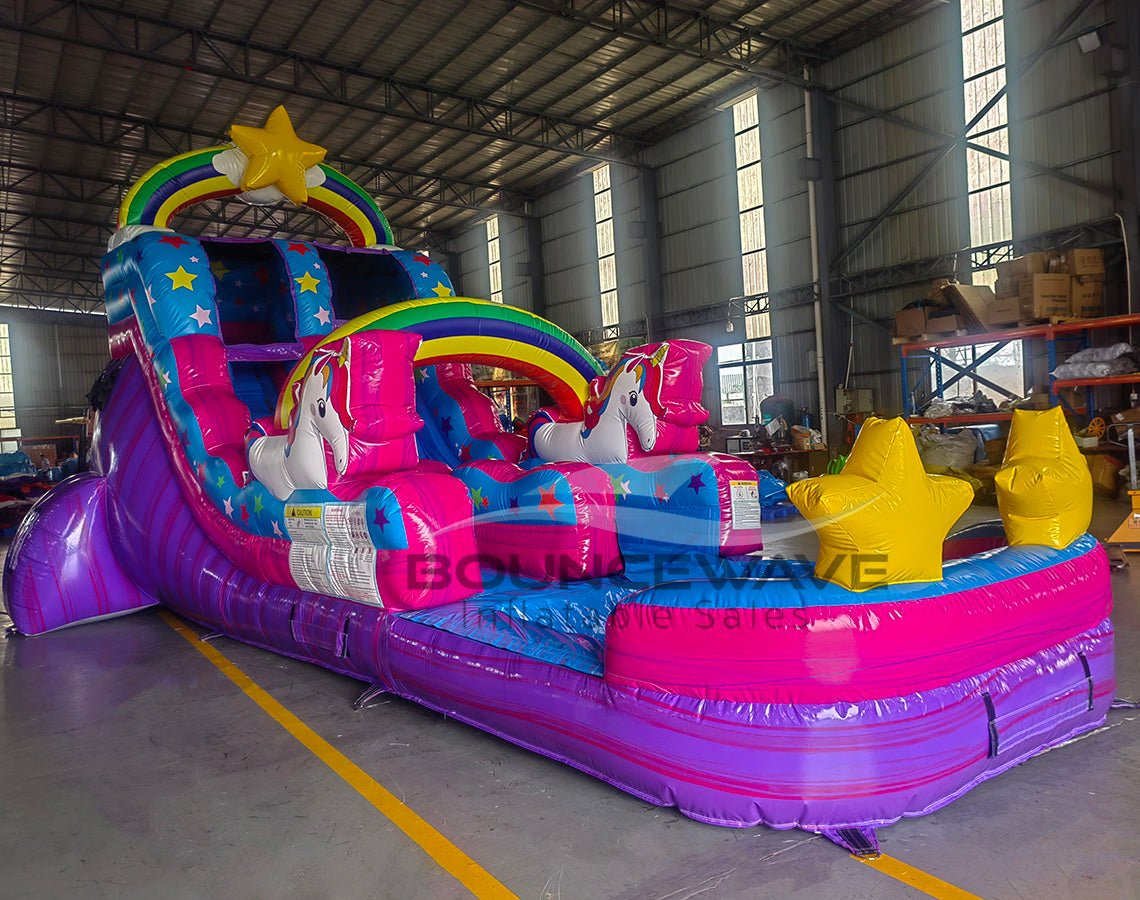 15ft Unicorn Splash Commercial Single Lane Inflatable Water Slide