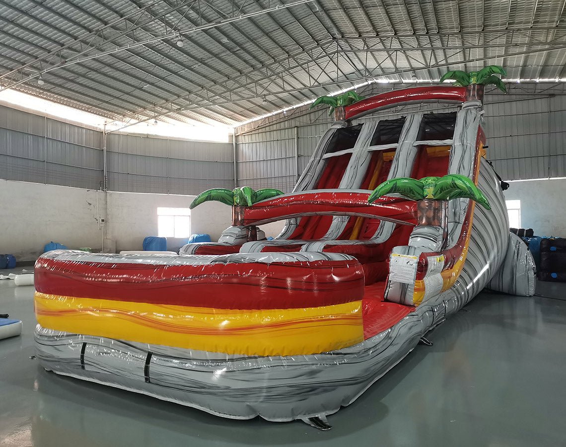 18ft Fire Island Dual Lane Center Climb Inflatable Water Slide