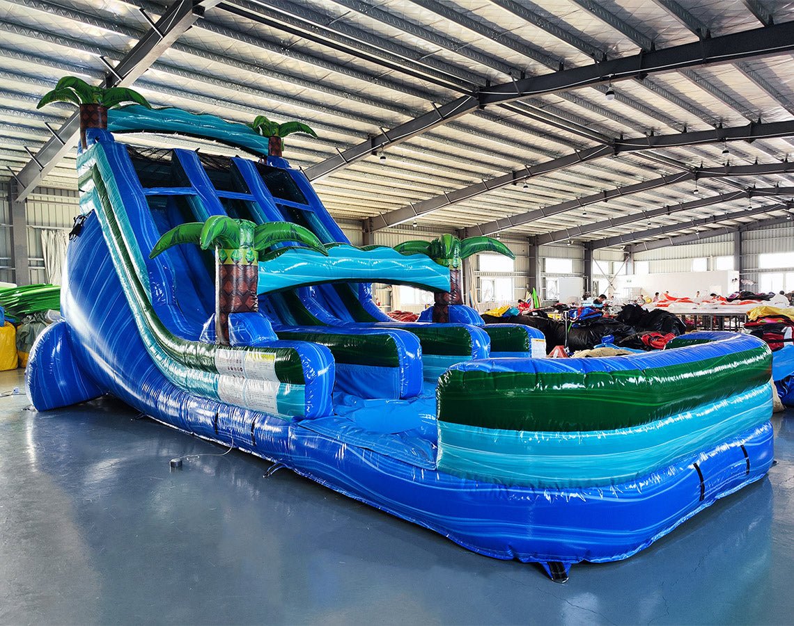 18ft Island Drop Dual Lane Center Climb Inflatable Water Slide ...