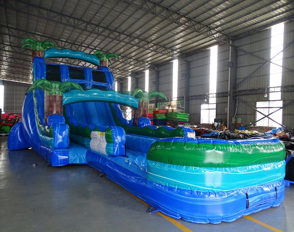 18ft Island Drop Hybrid Dual Lane Inflatable Water Slide