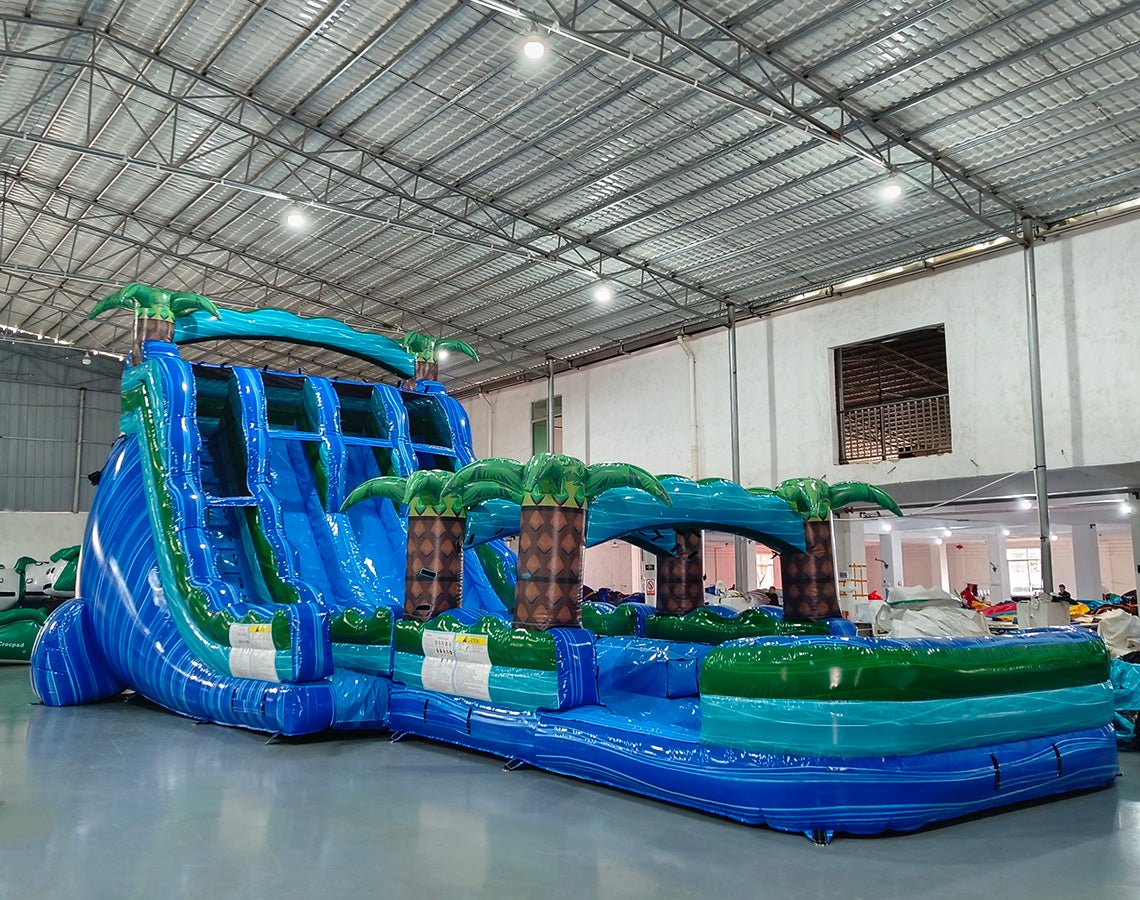 18ft Island Drop Hybrid Triple Lane Inflatable Water Slide