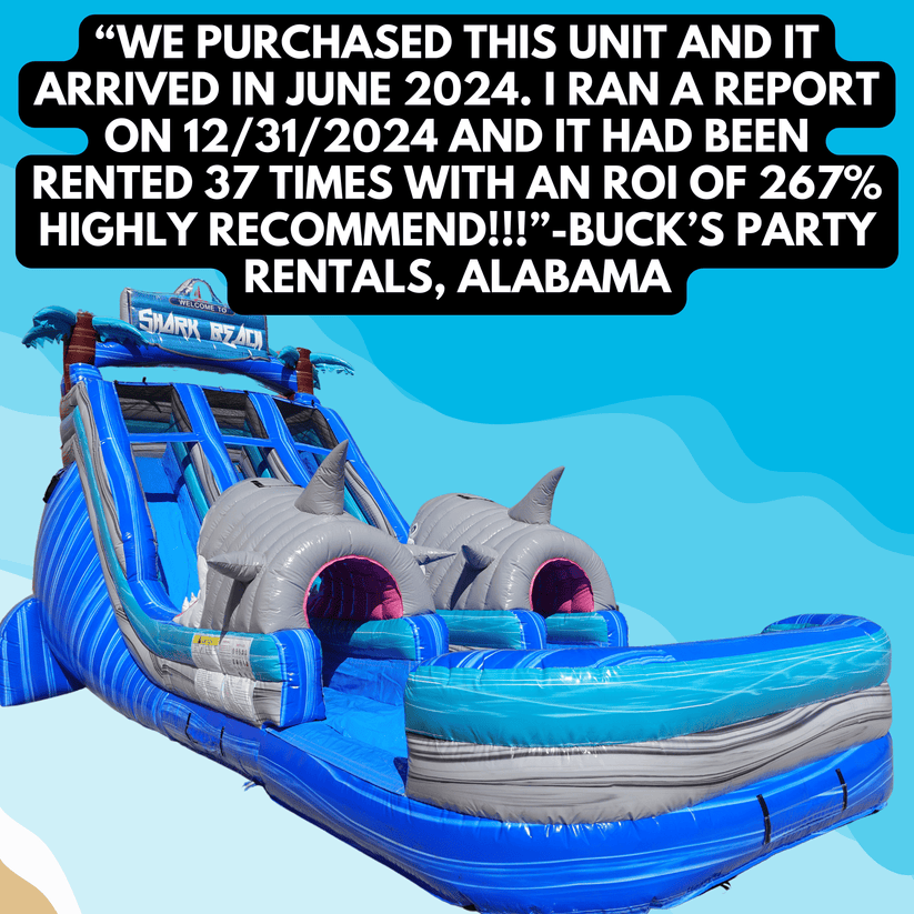 18ft Shark Beach Dual Lane Center Climb Inflatable Water Slide