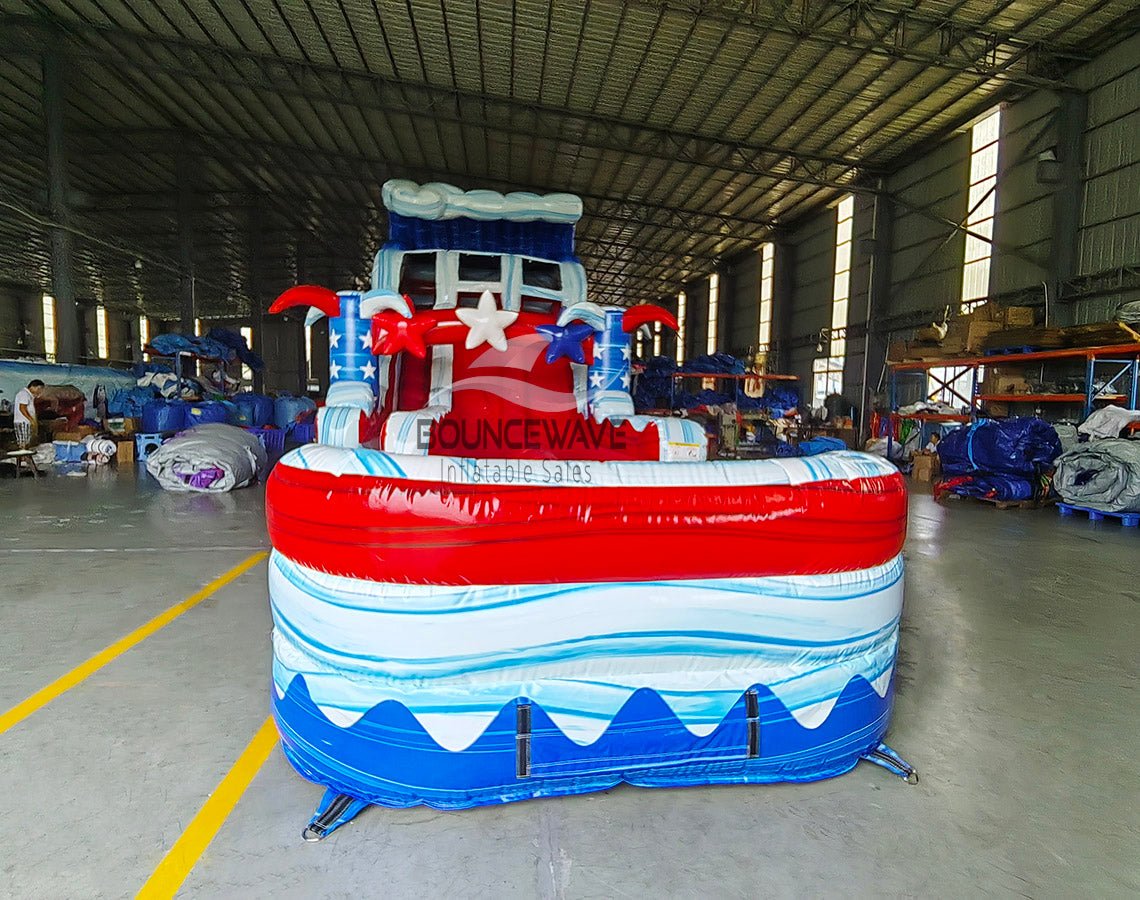 18ft Star Spangled Wave Hybrid Dual Lane Inflatable Water Slide