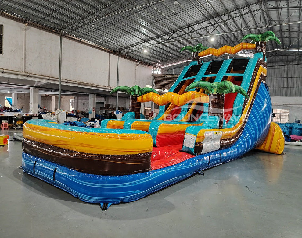 18ft Tropic Shock Dual Lane Center Climb Inflatable Water Slide