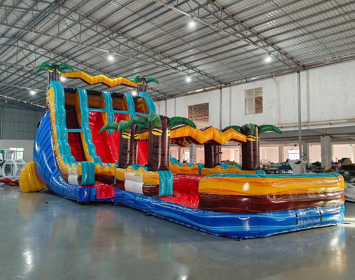 18ft Tropic Shock Hybrid Triple Lane Inflatable Water Slide