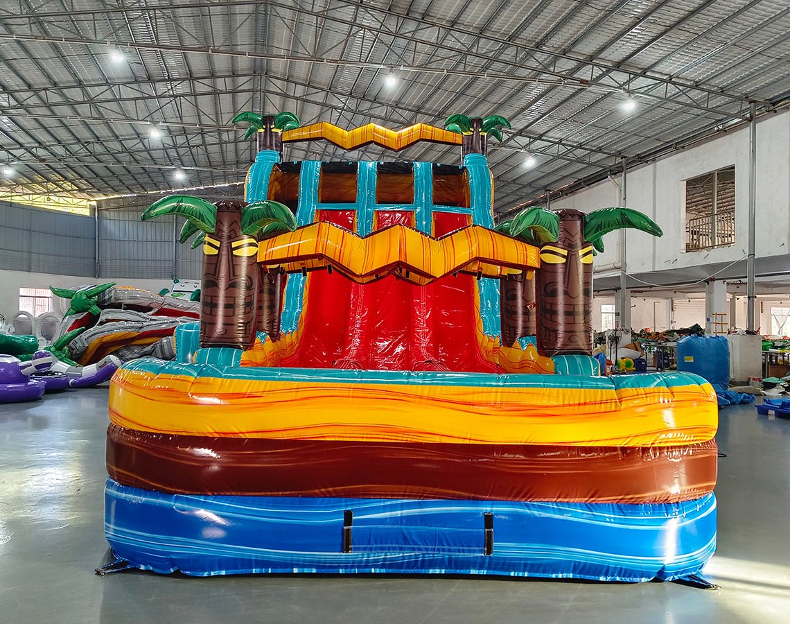 18ft Tropic Shock Hybrid Triple Lane Inflatable Water Slide