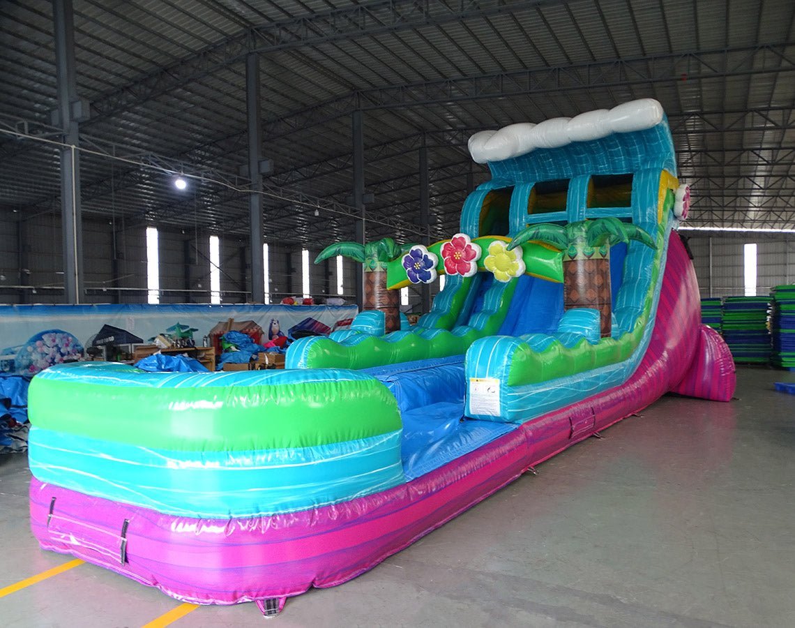 20ft Summer Luau Hybrid Dual Lane Inflatable Water Slide