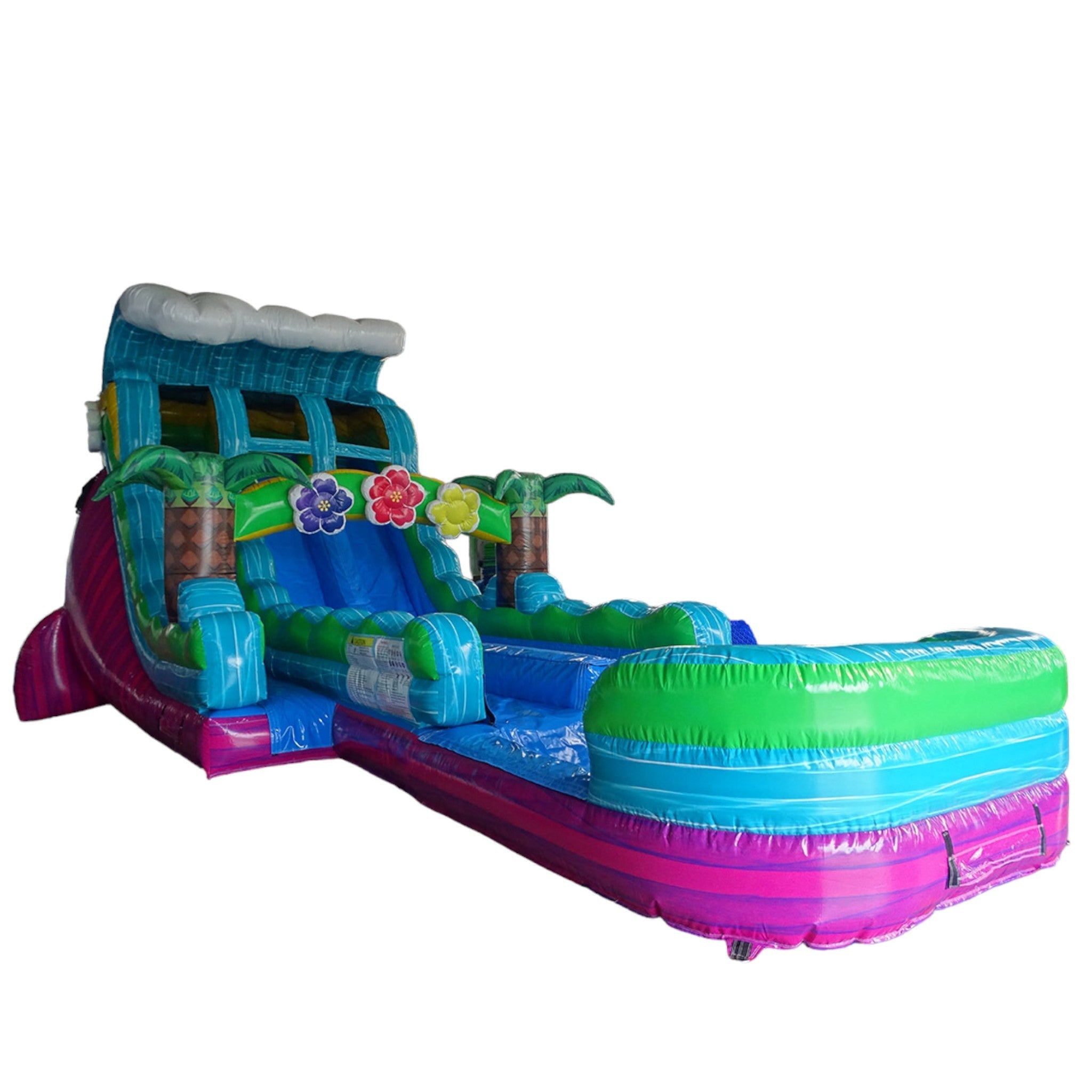 20ft Summer Luau Hybrid Dual Lane Inflatable Water Slide