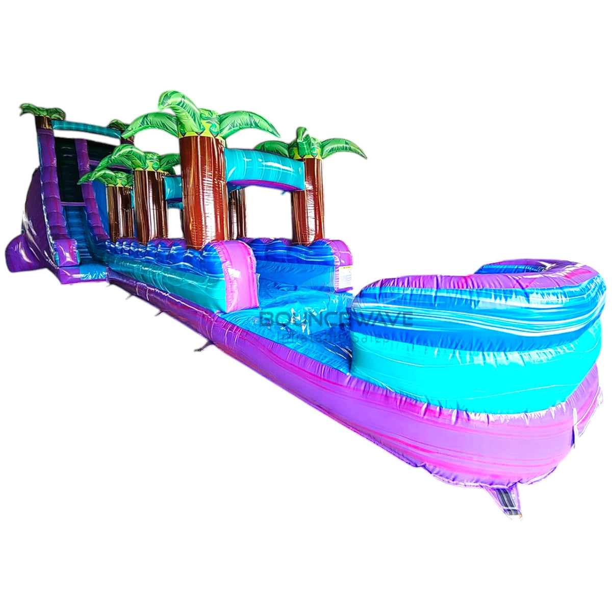 22ft Purple Plunge Teal Single Lane Inflatable Water Slide With Slip
