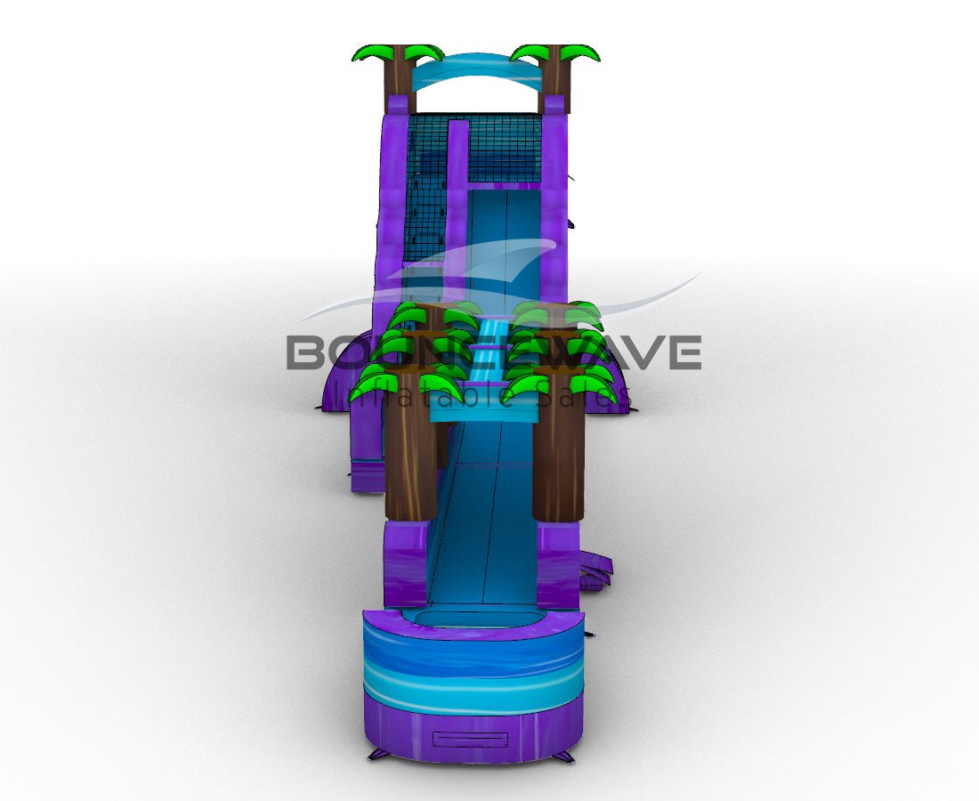 22ft Purple Plunge Teal Single Lane Inflatable Water Slide With Slip