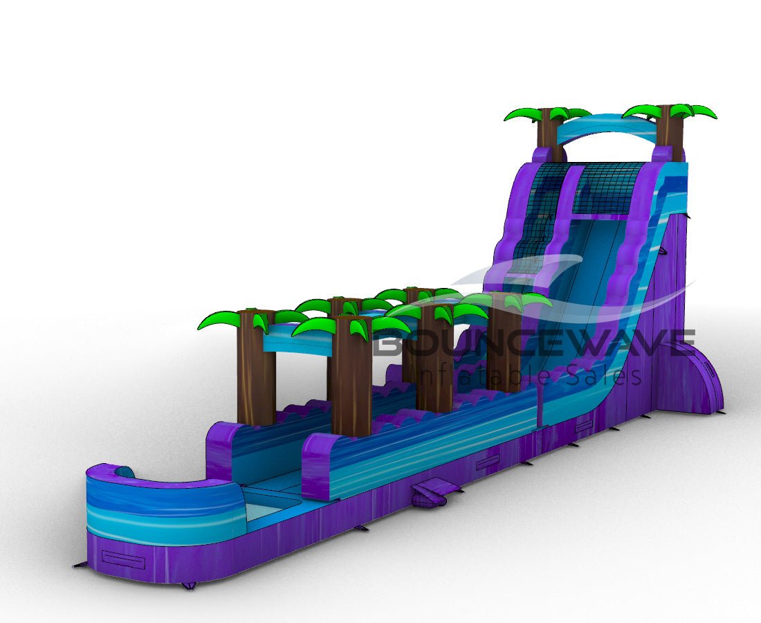 24ft Purple Plunge Teal Single Lane Inflatable Water Slide With Slip