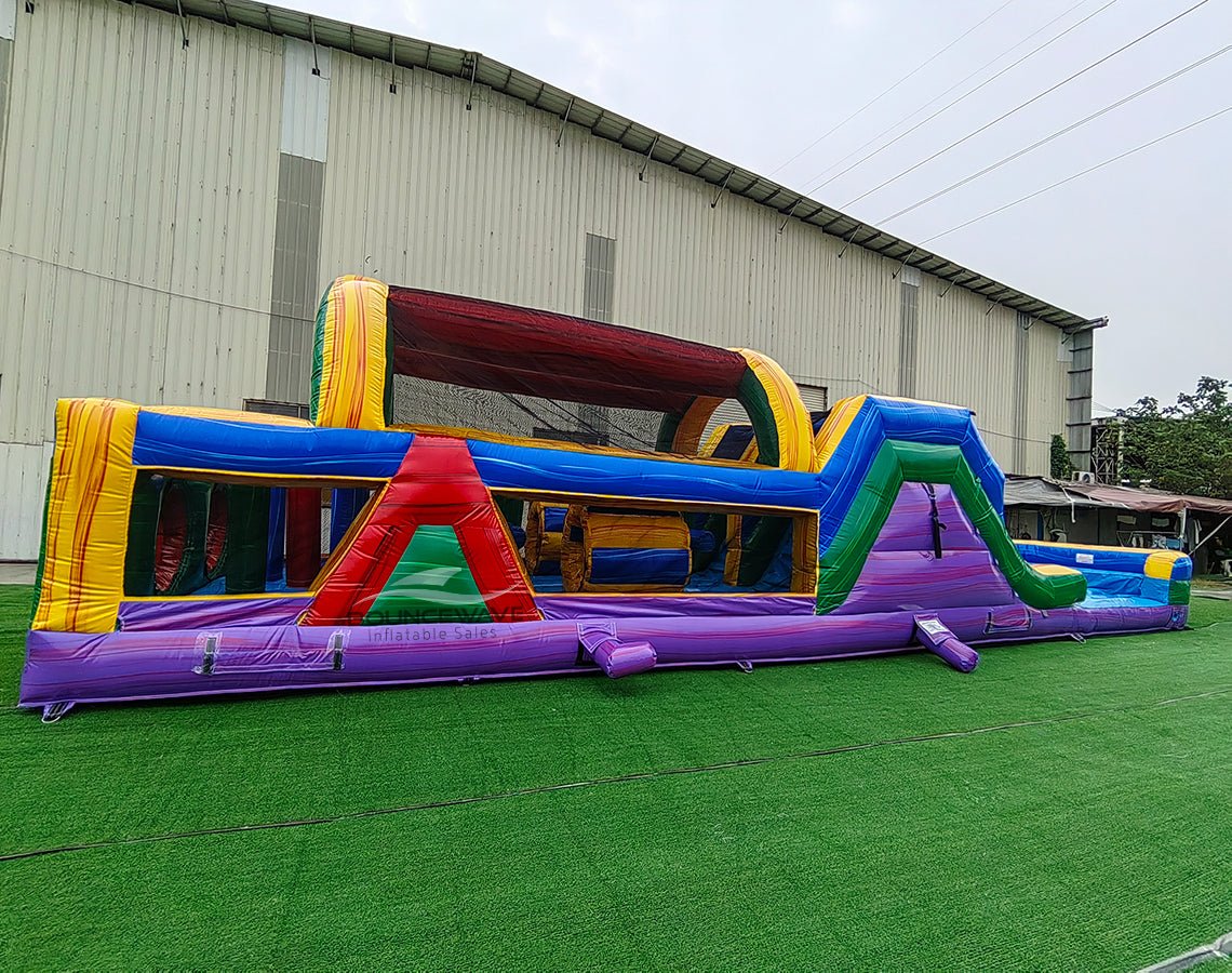 46ft Multi Color Marble Hybrid Obstacle Course | Wet/Dry Inflatable