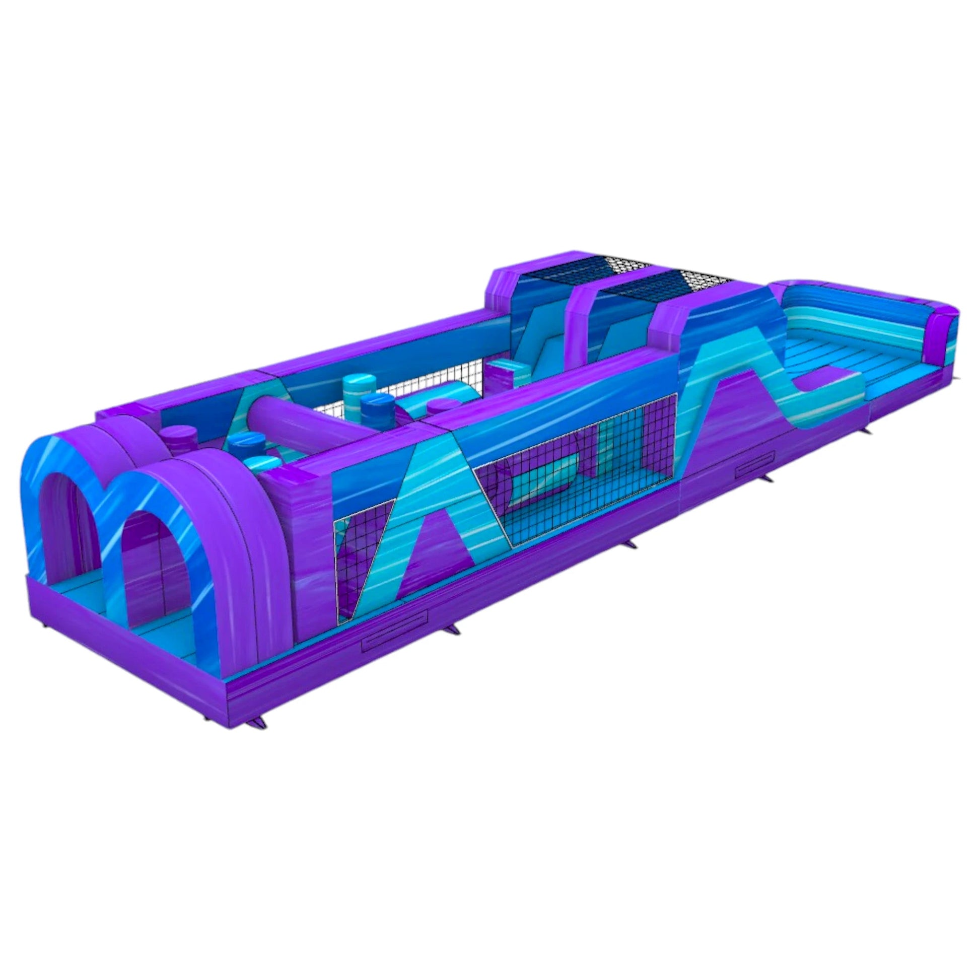 46ft Purple Plunge Teal Flash Hybrid Inflatable Obstacle Course