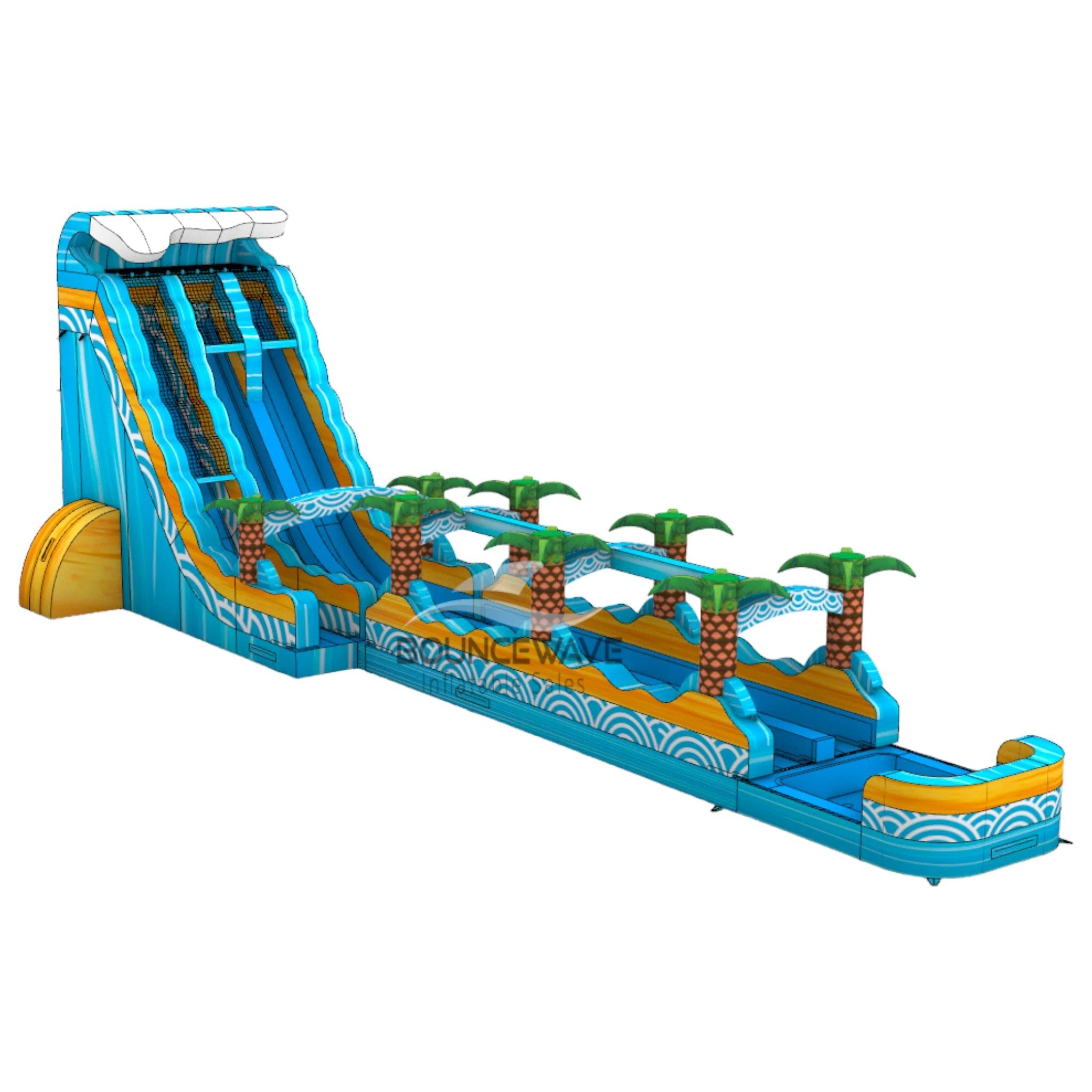 24ft Akua Falls Dual Lane 2pc Commercial Water Slide with Inflatable S