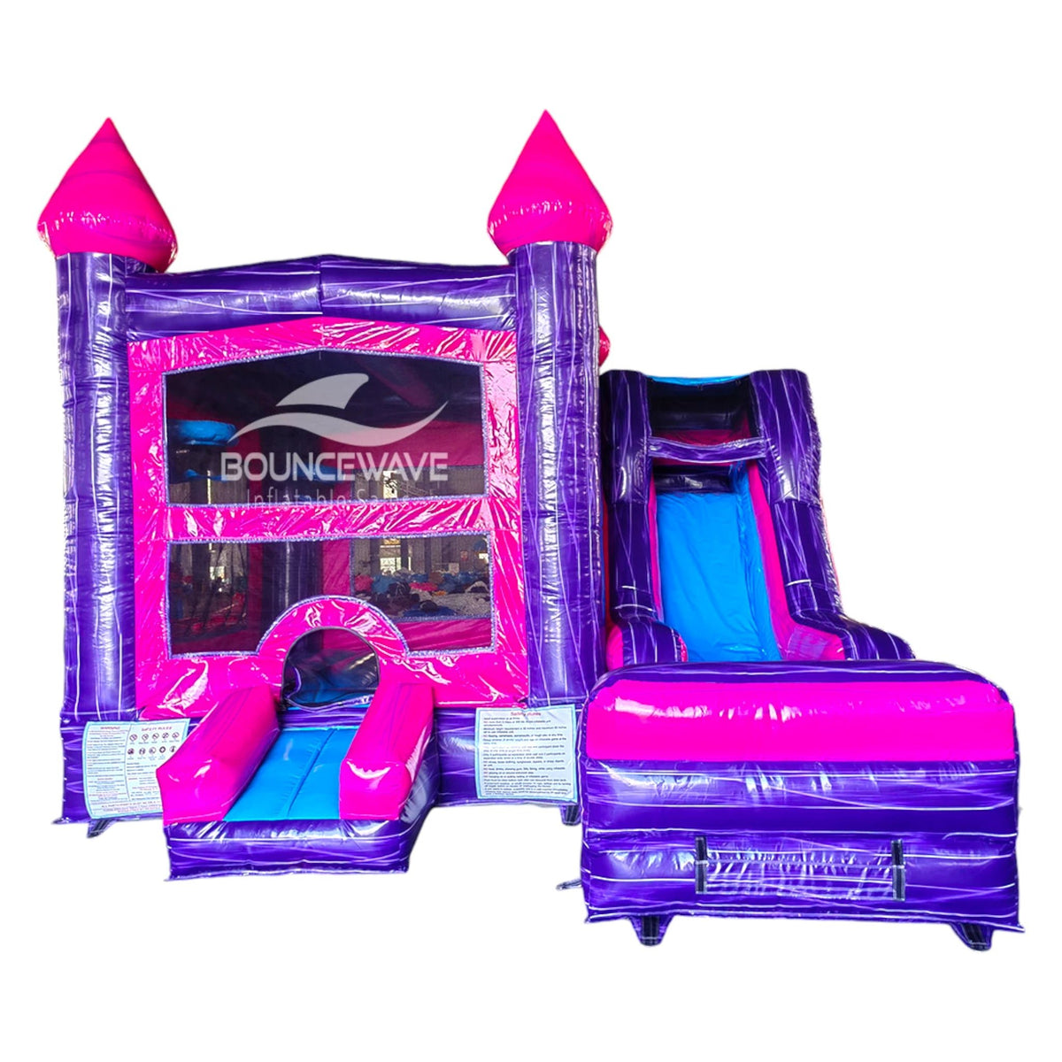 Pink & Purple Right Side Bounce House with Slide (Wet/Dry)
